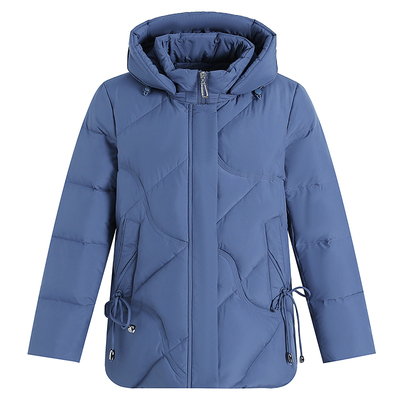 雅鹿短款加厚白鸭绒连帽羽绒服