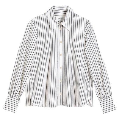 bash冬季都市条纹法式复古休闲宽松干练上衣衬衫1E25FANN