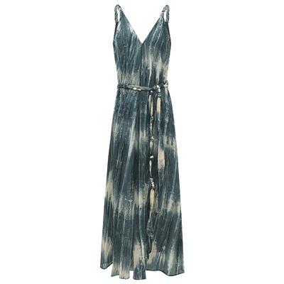 COCOBELLA手工扎染压褶吊带裙春夏度假风连衣裙附串珠腰带FR7055