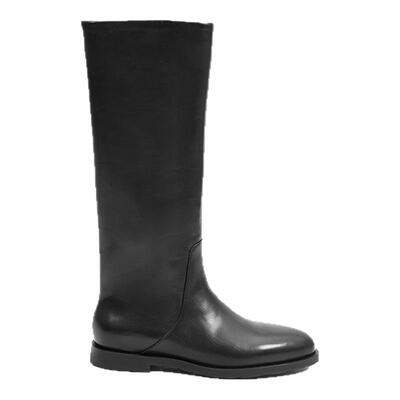 UDV2024秋冬新款胎牛皮时装靴平底显瘦骑士靴显瘦套筒靴高筒靴女