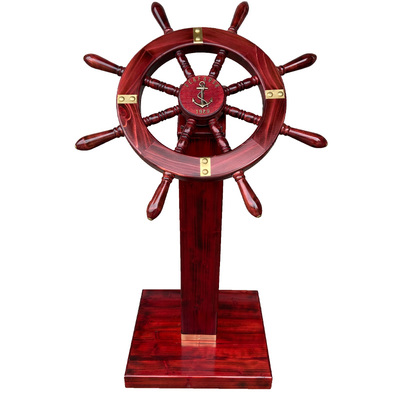 船舵客厅酒店装饰落地摆件木质