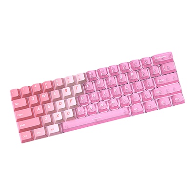 樱粉双拼键帽PBT原厂高度透光热升华ev63迈从ace68透明键帽