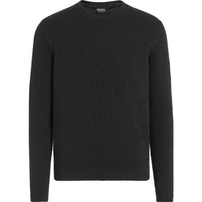 ZEGNA杰尼亚黑色圆领毛衣