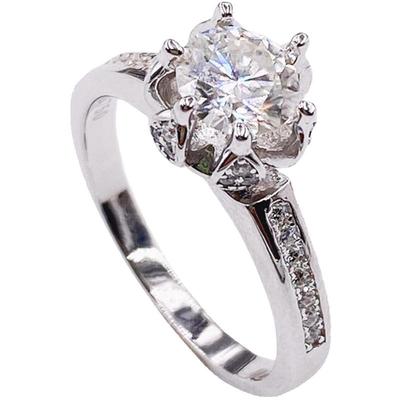 莫桑石复古豪华戒指925纯银镀金