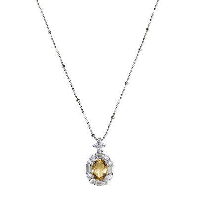 方糖家天然黄水晶吊坠纯银项链