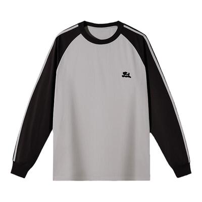 PSO Brand【吸湿速干】抑菌可爱小狗撞色织带插肩长袖T恤上衣秋季