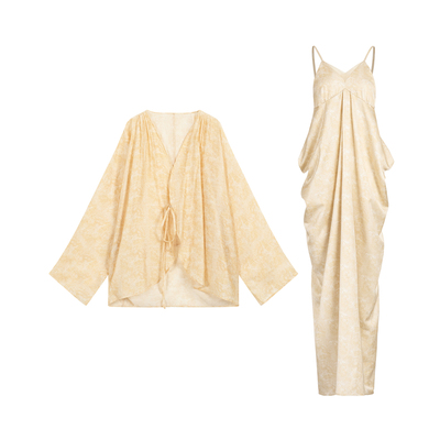 莱塞尔罩衫外套吊带裙度假风套装