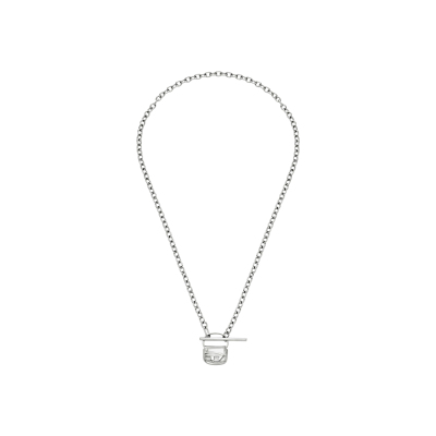 DIESEL男女同款银色迷你1DR挂坠项链DX1593