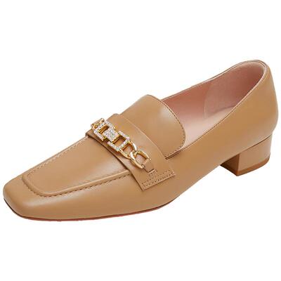 莱尔斯丹中跟深口方头乐福鞋女