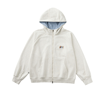 KXLFCHN空穴来风 小狗刺绣格子拼接开衫卫衣女秋冬宽松休闲外套男