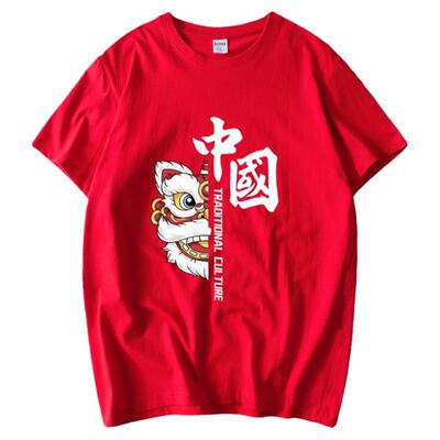 国潮白色新疆棉半侣短袖t恤