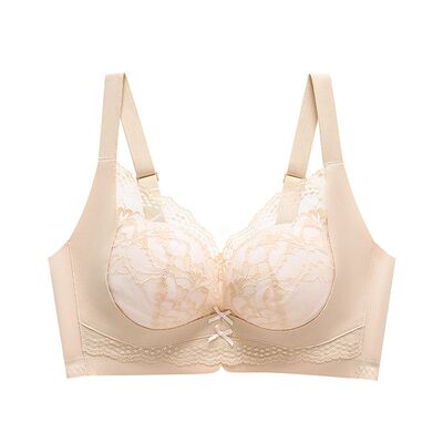 2167无侧骨中厚1.5CM无钢圈中小胸聚拢内衣女蕾丝无磁过安检文胸