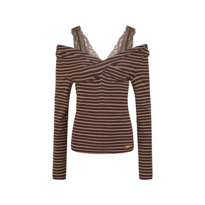 ARTEPURA条纹蕾丝假两件打底衫