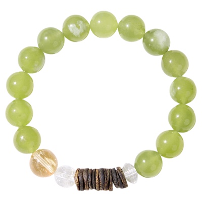 青提奶盖沉香黄水晶白阿塞手串