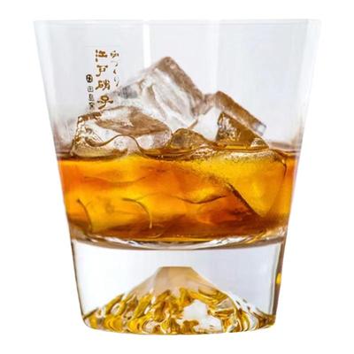 日本江户硝子切子富士山玻璃酒杯