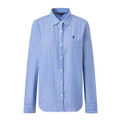 POLOWALK条纹翻领通勤长袖衬衫