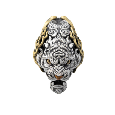 琢匠大号虎啸三通配饰银饰配件大金刚猴头手串配珠文玩diy散珠