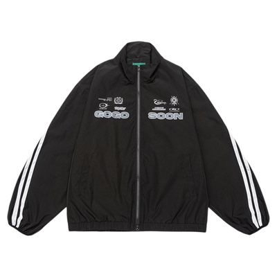 GOGOSOON外套男2025新款春秋夹克廓形潮牌立领设计感印花防泼水Q