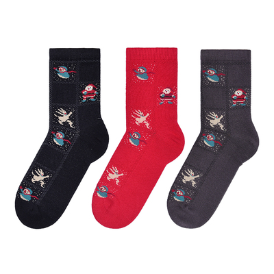 棉元素棉质提花中筒袜女士袜子