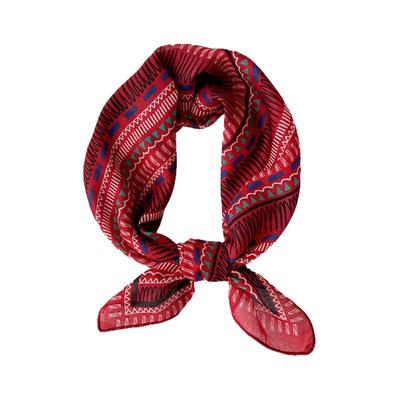 丝巾小方巾女复古红色几何三角棉麻护颈领巾 搭配衬衫ins头巾发带