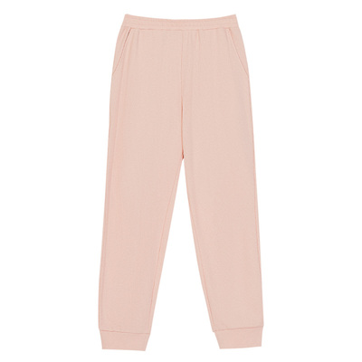 铜牛收口裤斜格异面布女长裤