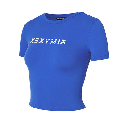 xexymix杰克茜女装印花运动T恤短袖女修身瑜伽健身T恤 FXAA5203T