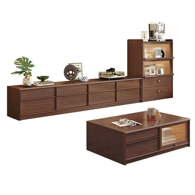 【胡桃色中古风】茶几电视柜组合