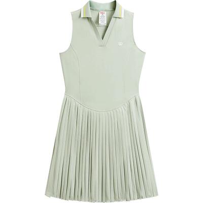 Wilson威尔胜官方女士PLEAT FLOW小V领收腰后背冲孔网球连衣裙