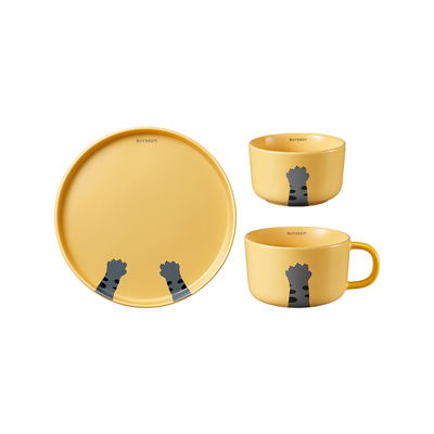 北鼎猫爪陶瓷餐具餐盘圆形20cm