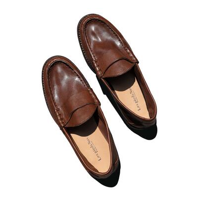 高级感英伦风真皮乐福鞋深口