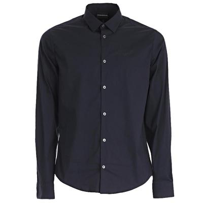 阿玛尼鹰标修身舒适弹力长袖衬衫