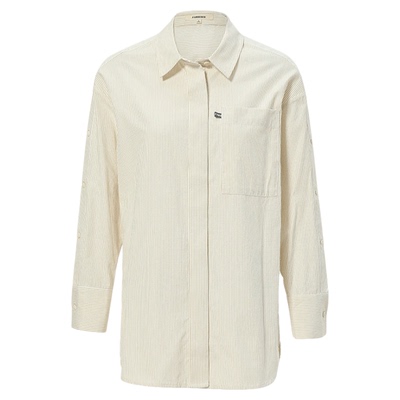 Famecoco折扣店宽松舒适条纹衬衫通勤百搭翻领长袖衬衣D221BA300