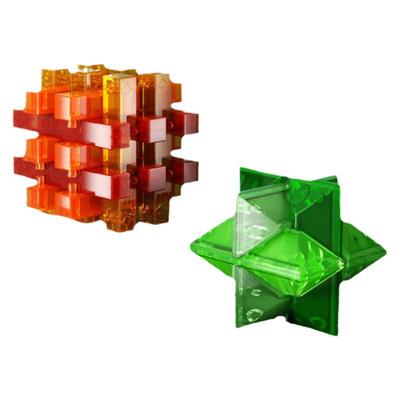 奇艺琉璃色透明孔明锁全套礼盒装