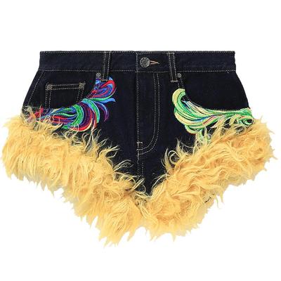 ITAreaNyc刺绣牛仔短裤