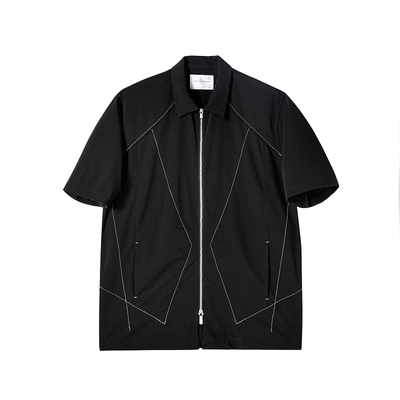 明线撞色层叠kiko垂感短袖衬衫