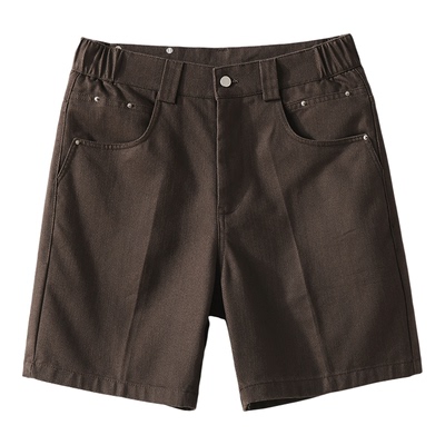 LUUD 铆钉创意个性口袋款牛仔短裤水洗棉混纺潮男outfit直筒中裤