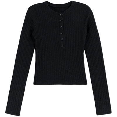 徐琳mini半开领满铺绞花针织上衣