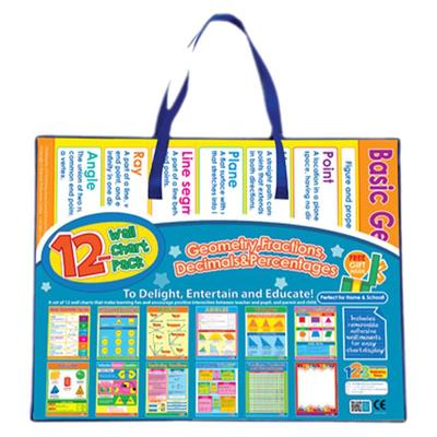 挂图Geometry Fractions Decimals & Percentages有声挂图儿童认知启蒙早教发声语音宝宝看图识字全套墙贴玩具12张 英文版英语书籍