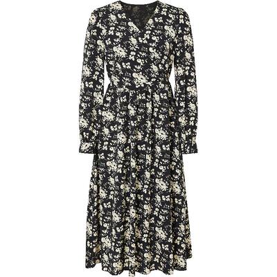 MOFAN摩凡春新款黑底花纹连衣裙