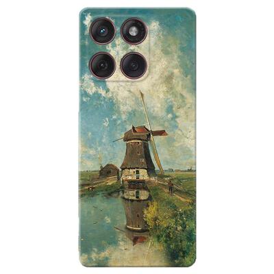 风车花田适用摩托罗拉edge60pro手机壳50/40/S30/G86G85G84G75G56G55G54油画文艺复古简约女款耐脏软