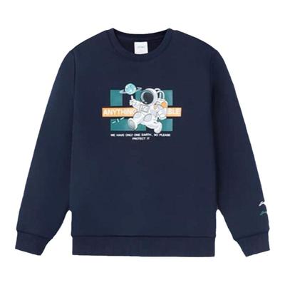 李宁男女大童运动生活系列宽松加绒套头卫衣秋新款YWDR580