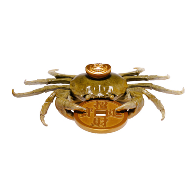铜螃蟹摆件《横财之招财进宝》客厅桌面手把件家居装饰品开业礼物