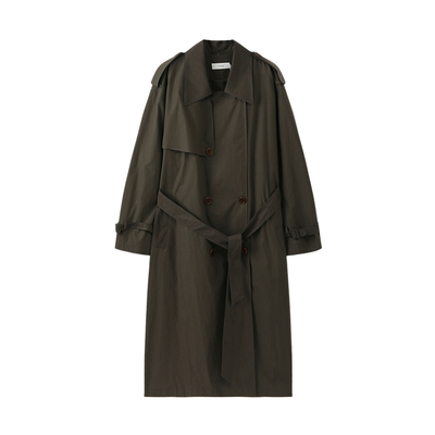 西町村屋极简气质翻领风衣女2026春新款休闲时尚长外套XXBA10264