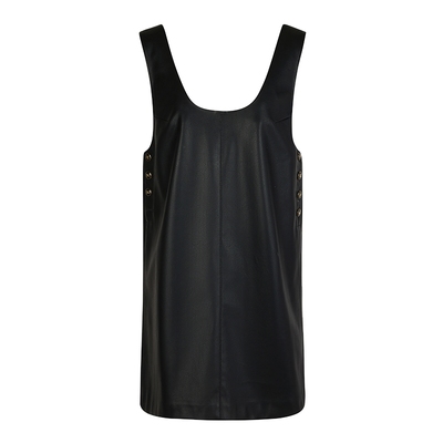 noneU领宽肩带字母扣装饰连衣裙