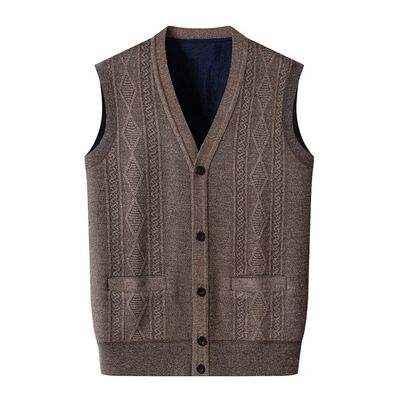 V领男士保暖修身针织衫马甲