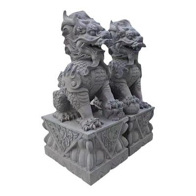 石雕青石麒麟一对看门镇宅摆件别墅商铺家用庭院汉白玉招财门墩