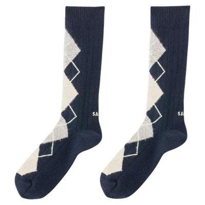 SANDRO烫钻工艺撞色菱形格女袜