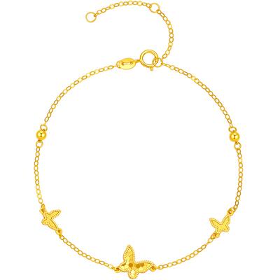 周六福黄18K金蝴蝶结手链女
