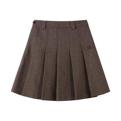 江南先生NewJNXS复古学院风挺括半身毛呢裙秋冬微短修身百褶裙女