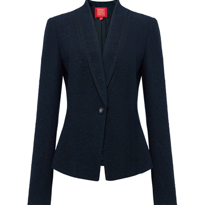 雅莹羊毛花呢优雅职场黑西装外套